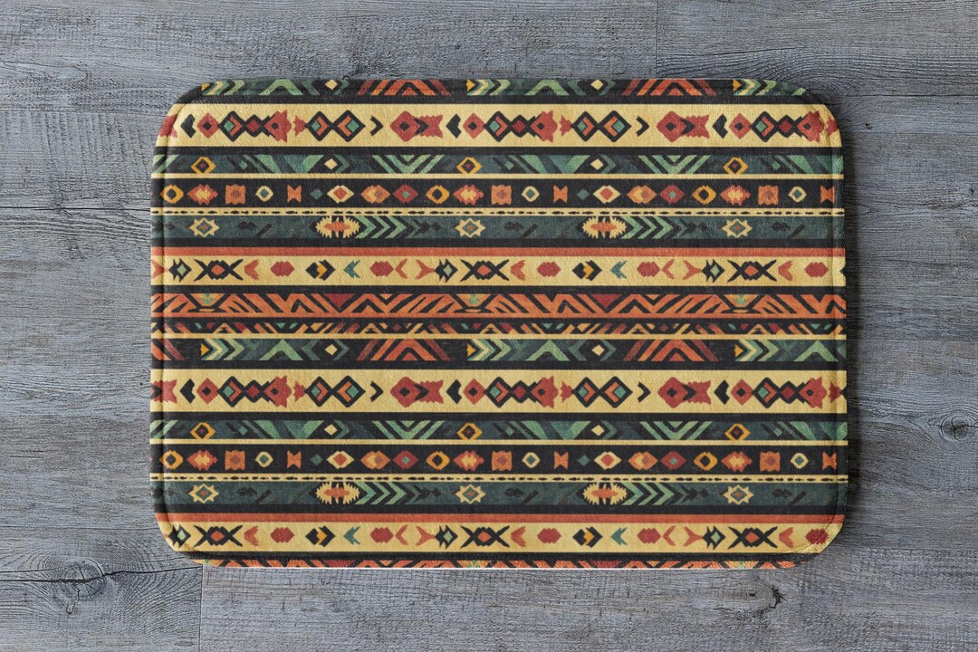 Southwestern Bath Mat, Native American Tribal Pattern Rug, Boho ...