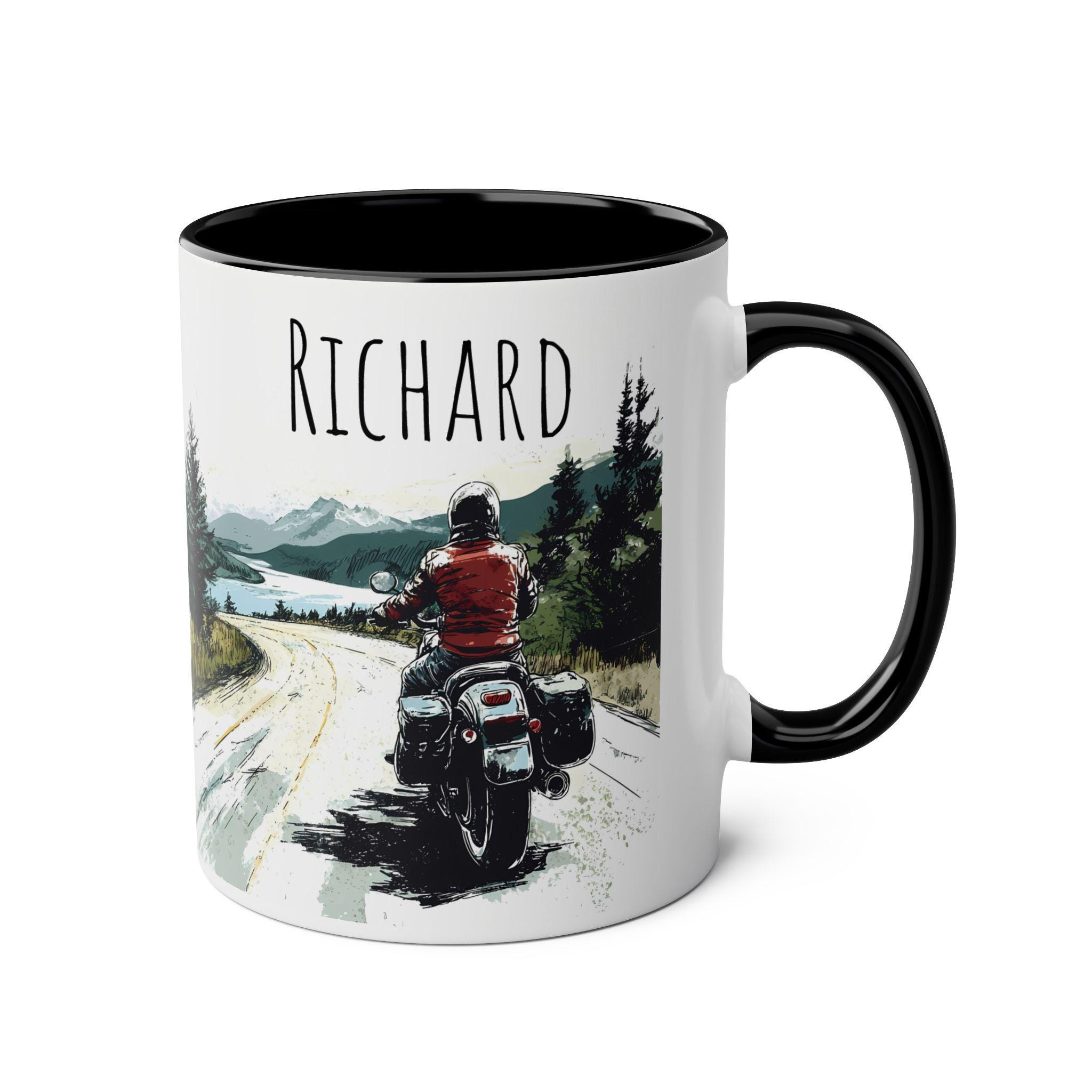 Personalized Motorcycle Biker Mug, 11oz Ceramic Motorcycle Coffee Mug ...