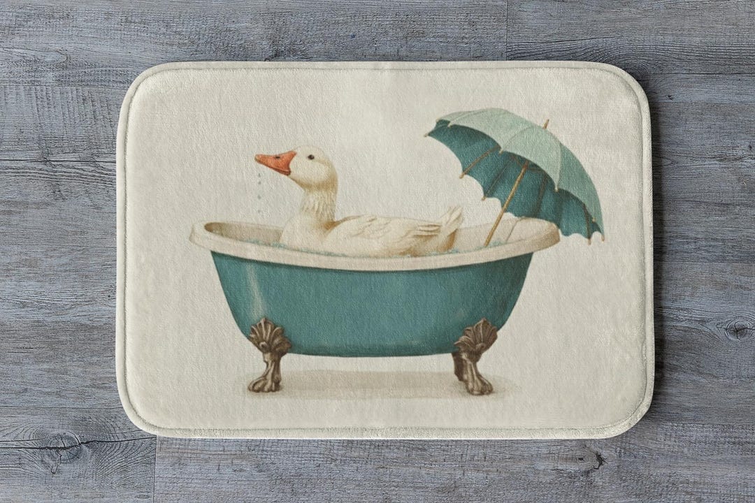 Goose Bath Mat, Cute Duck Bathroom Rug, Whimsical Animal Decor for ...