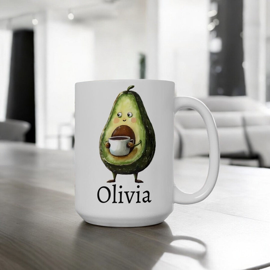 Personalized Avocado Mug, Ceramic Avocado Coffee Mug 11oz 15oz, Custom ...
