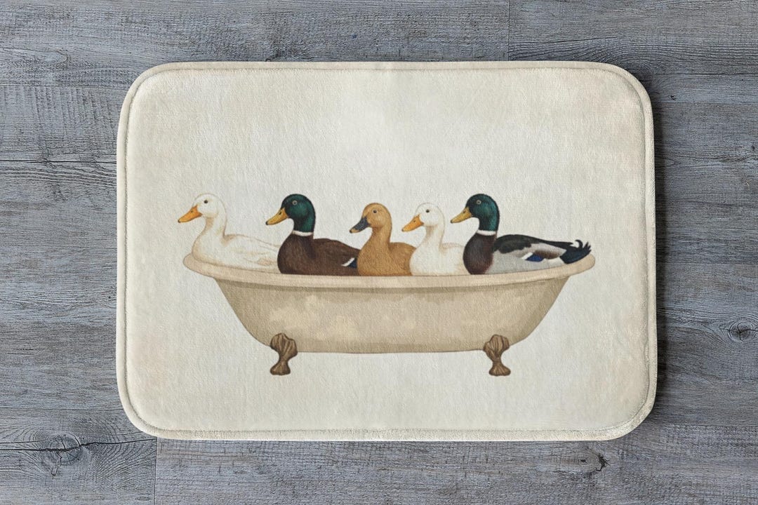 Duck Bath Mat, Mallard Duck Bathroom Rug, Funny Farmhouse Decor, Animal ...