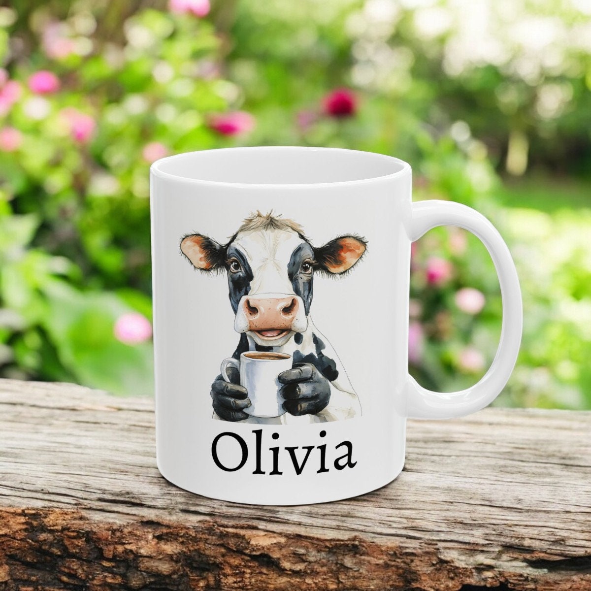Personalised Cow Mug, Ceramic Cow Coffee Cup 11oz 15oz, Custom Name Mug ...