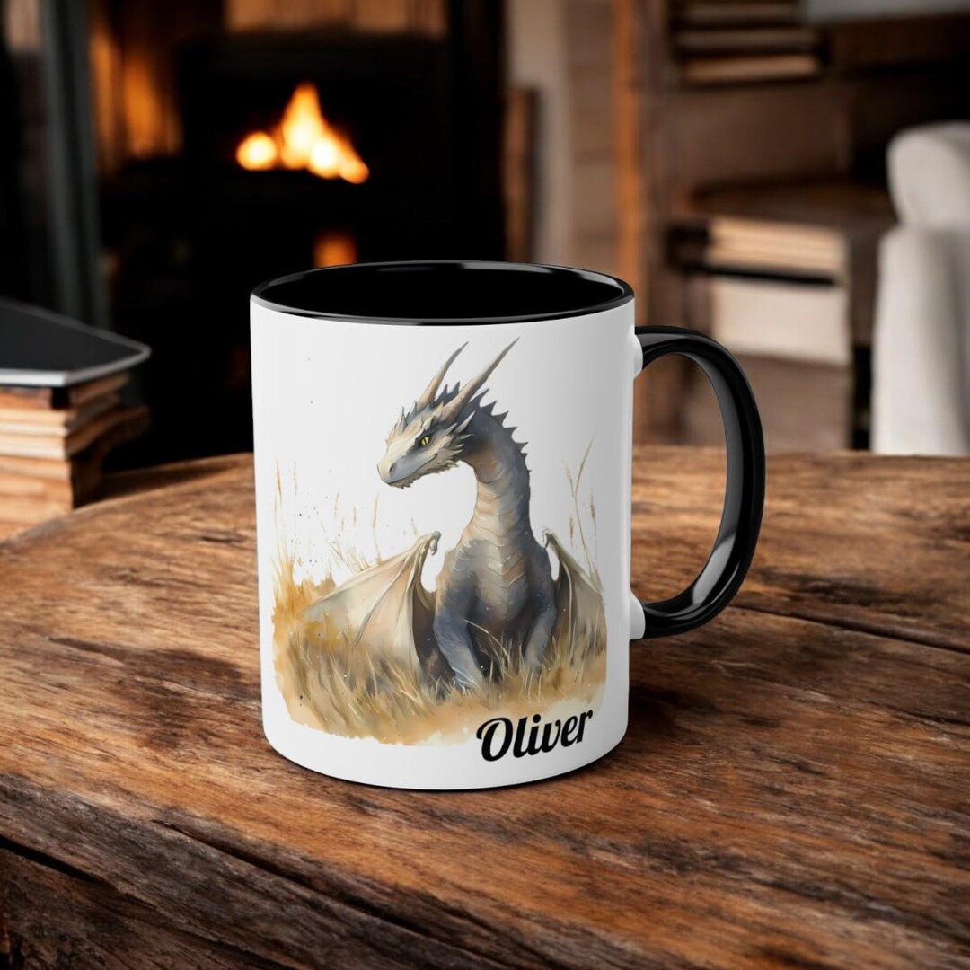Personalized Dragon Mug, Ceramic Dragon Coffee Cup 11oz, Custom Name ...