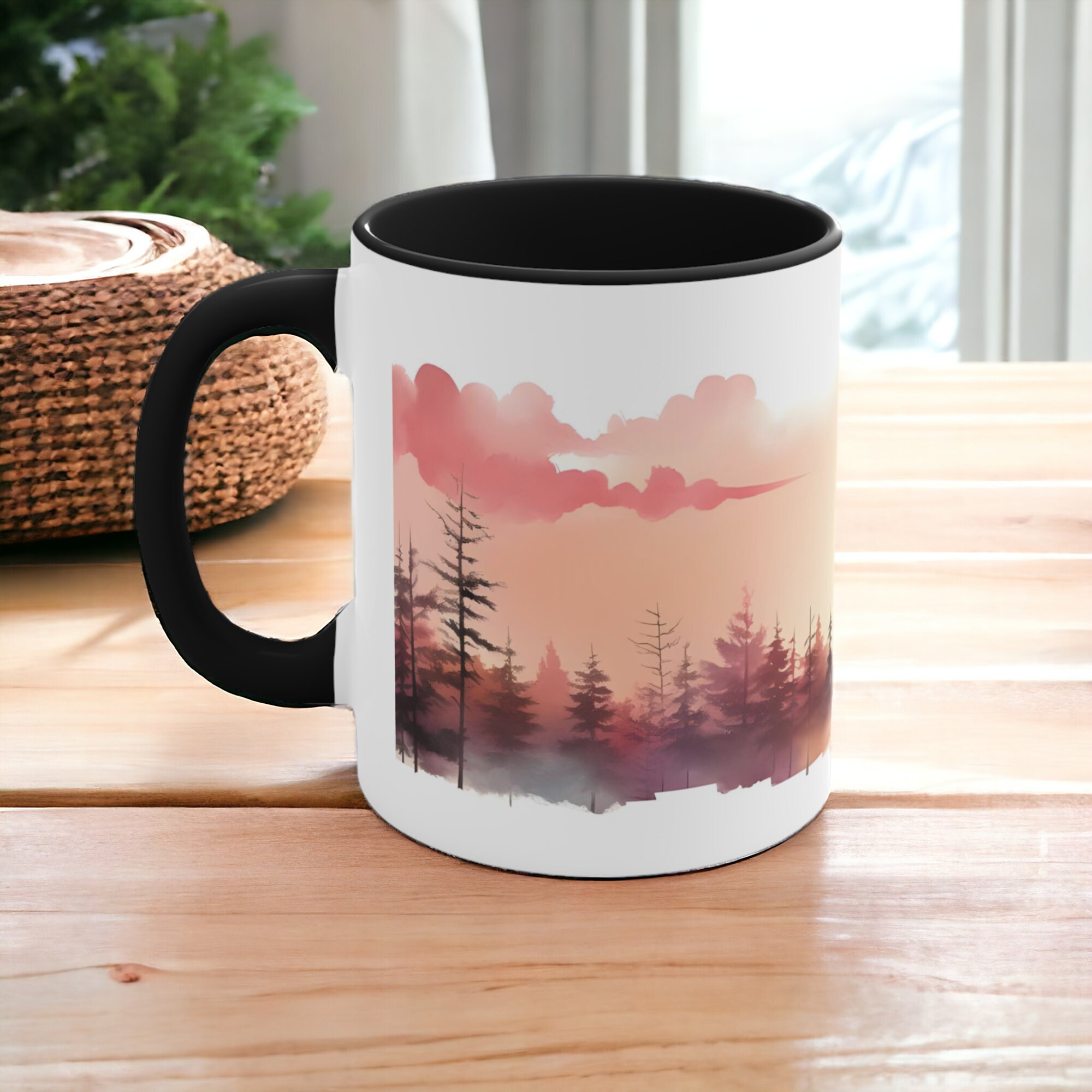 Watercolor Forest Mug Forest Ceramic Mug, Tree Coffee Cup, Tree Mug ...