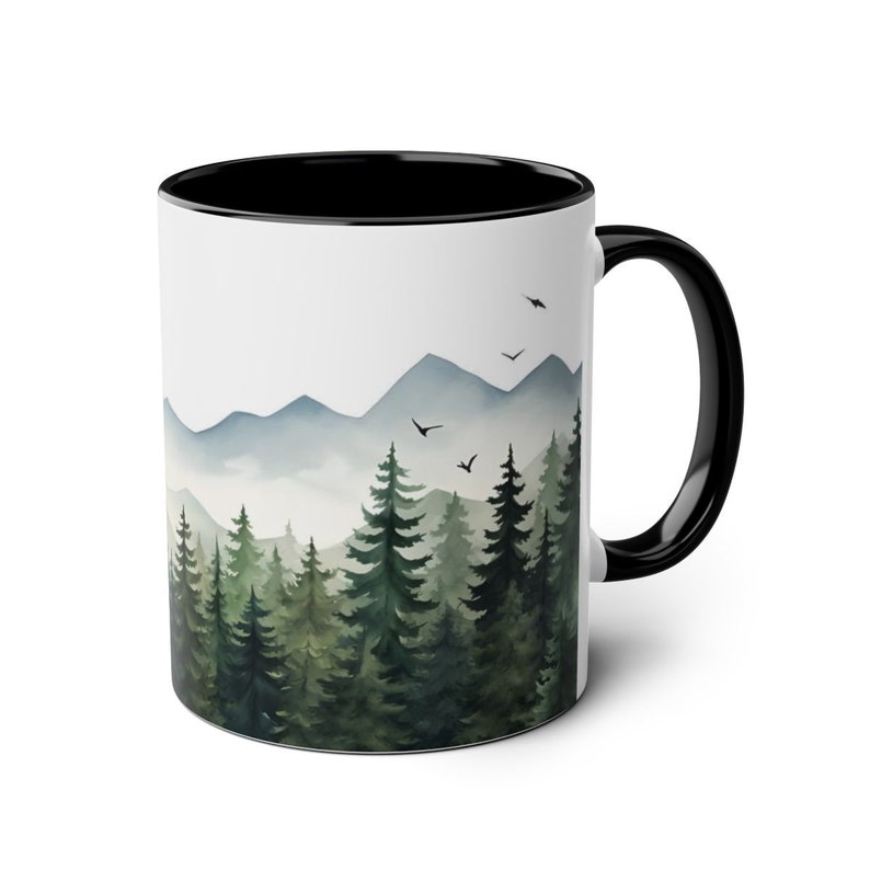 Forest Mountain Scene Mug - Forest Coffee Cup, Landscape Mug, Mountain ...