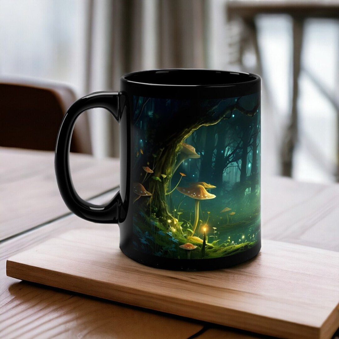 Mystic Fantasy Forest Mug - Enchanted Forest With Fireflies and Fungi ...