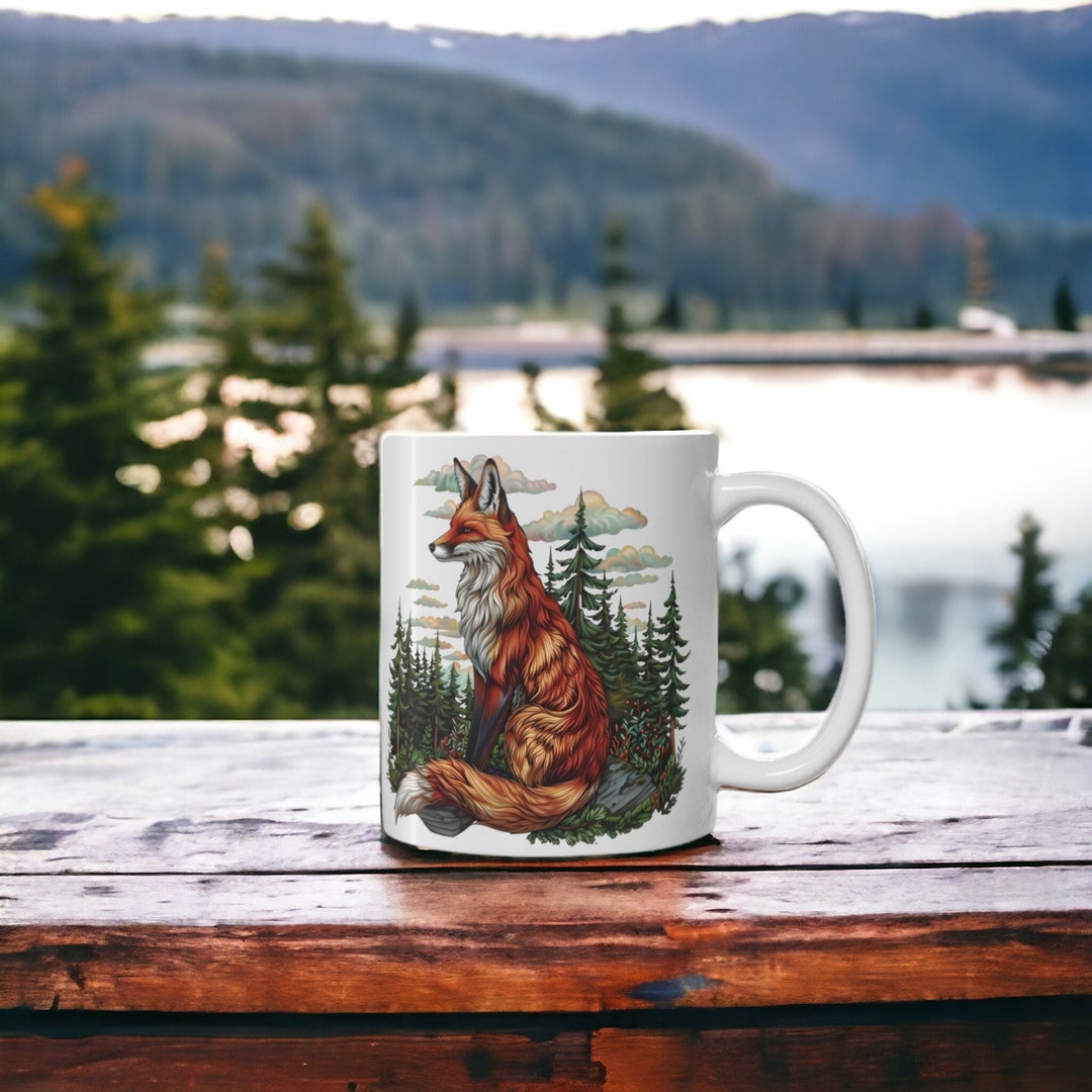 Forest Fox Coffee Mug, 11oz Ceramic Cup With Red Fox Design, Fox Mug ...