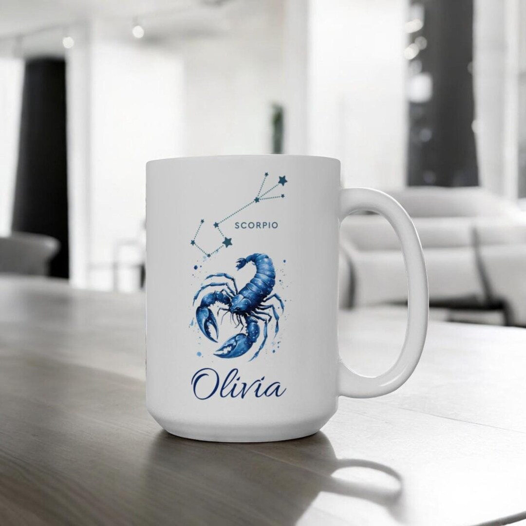 Personalized Scorpio Zodiac Mug, Custom Name Ceramic Coffee Cup 11oz ...