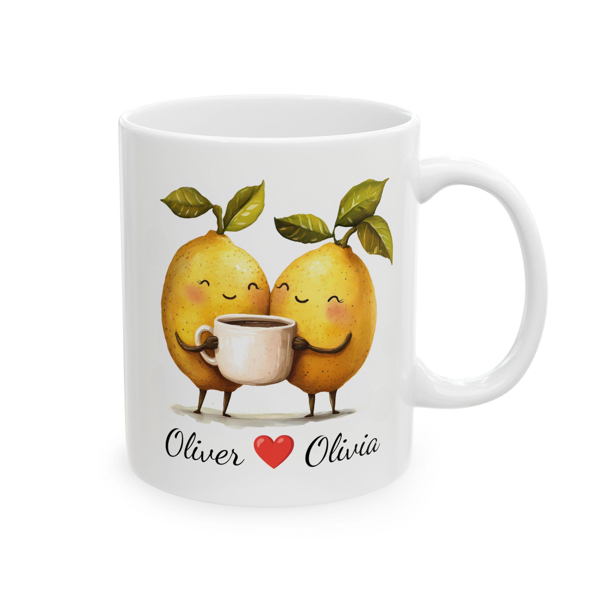 Personalized Lemon Couple Mug, Cute Cartoon Lemons Coffee Mug 11oz ...