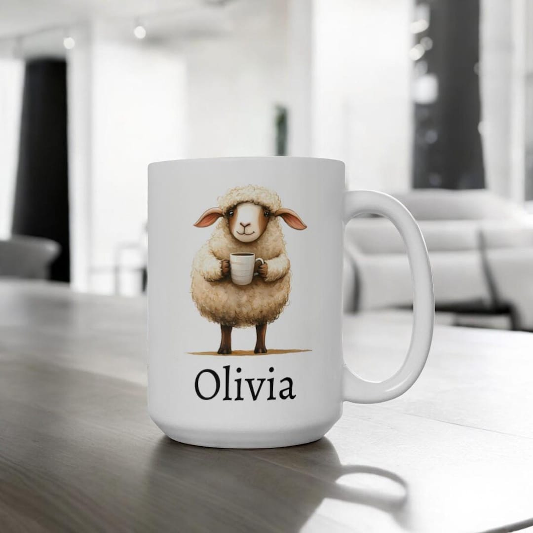 Personalized Sheep Coffee Mug, Custom Name Mug for Animal Lovers, 11oz ...