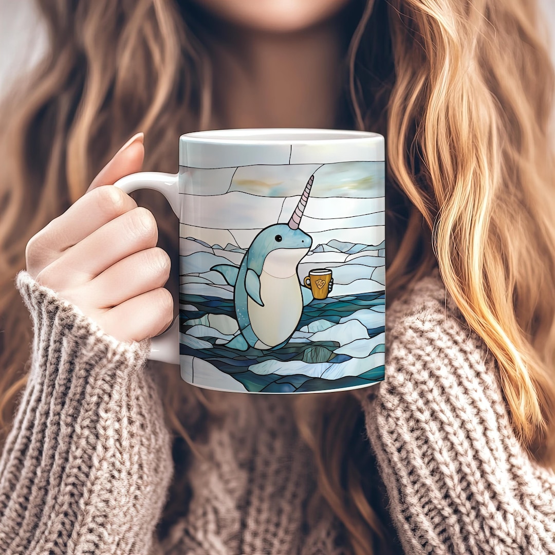 Stained Glass Narwhal Mug, Ceramic Cute Narwhal Coffee Cup 11oz ...