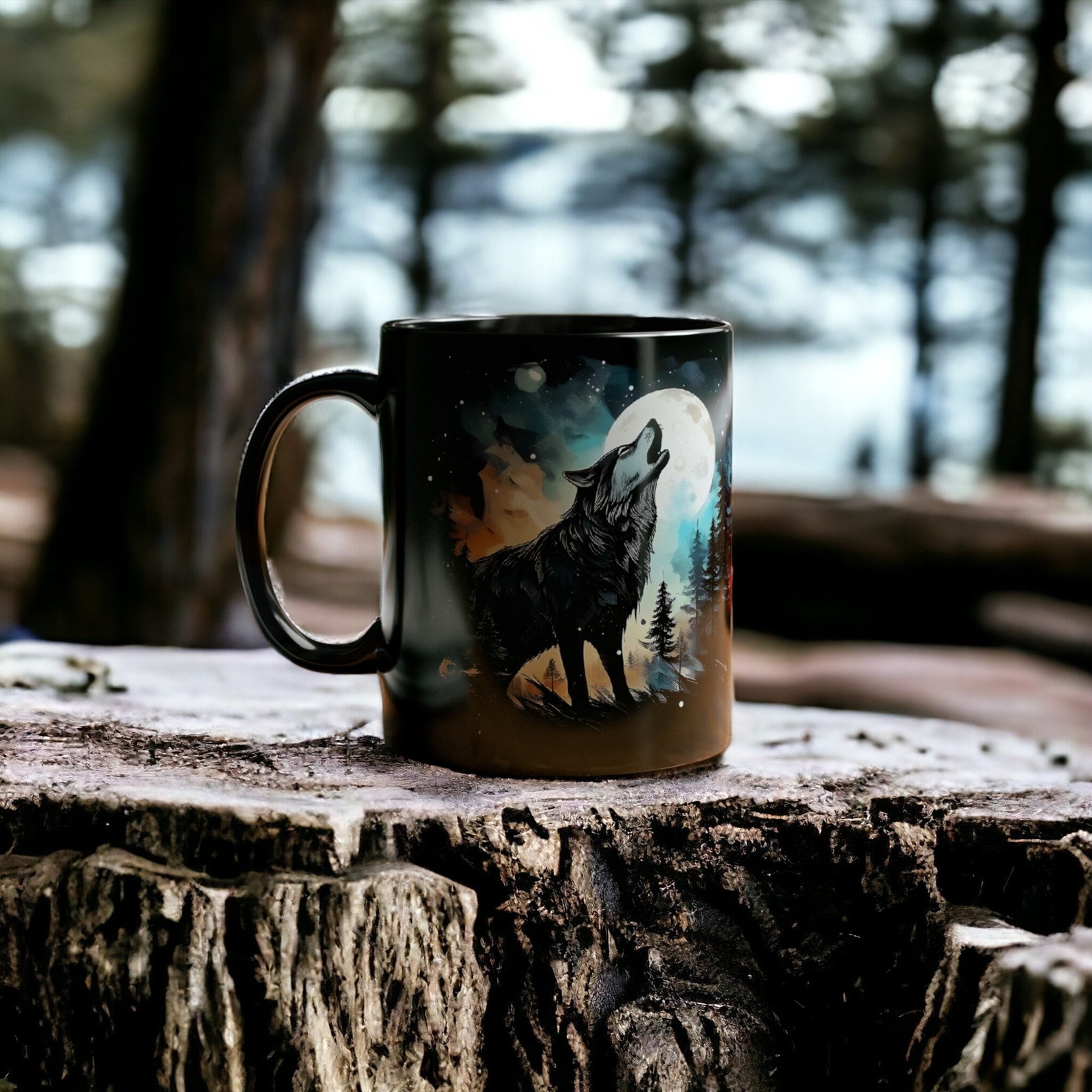 Howling Wolf Coffee Mug - Howling Wolf Mug, Wolf Coffee Cup, Wolf Cup ...