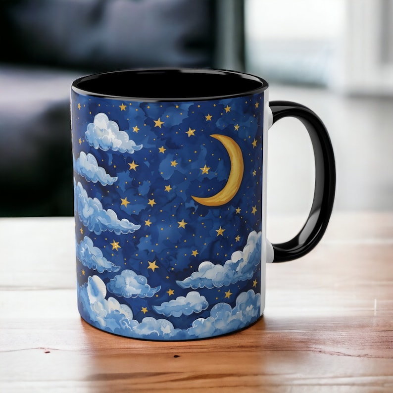 Celestial Mug, 11oz Ceramic Moon and Stars Mug, Celestial Coffee Mug Starry Night Cup, Moon Mug ...