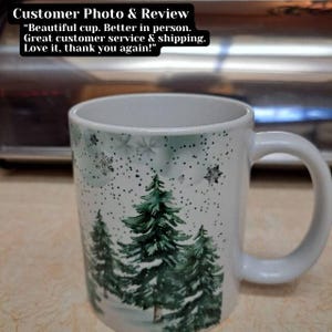 Snowy Pine Tree Winter Scene Mug, 11oz 15oz Winter Themed Forest Coffee ...