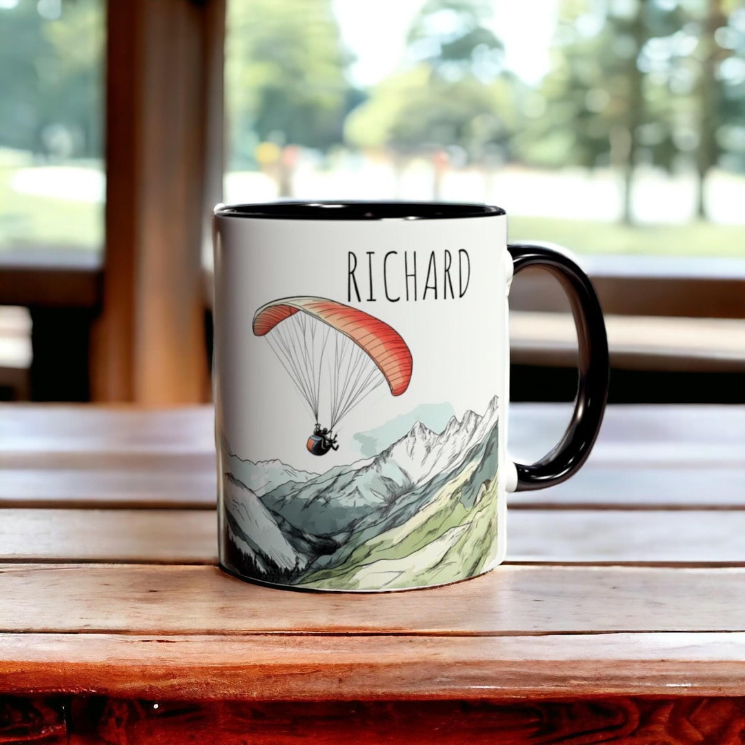 Personalized Paragliding Mug, 11oz Ceramic Paraglider Mug, Custom Name ...