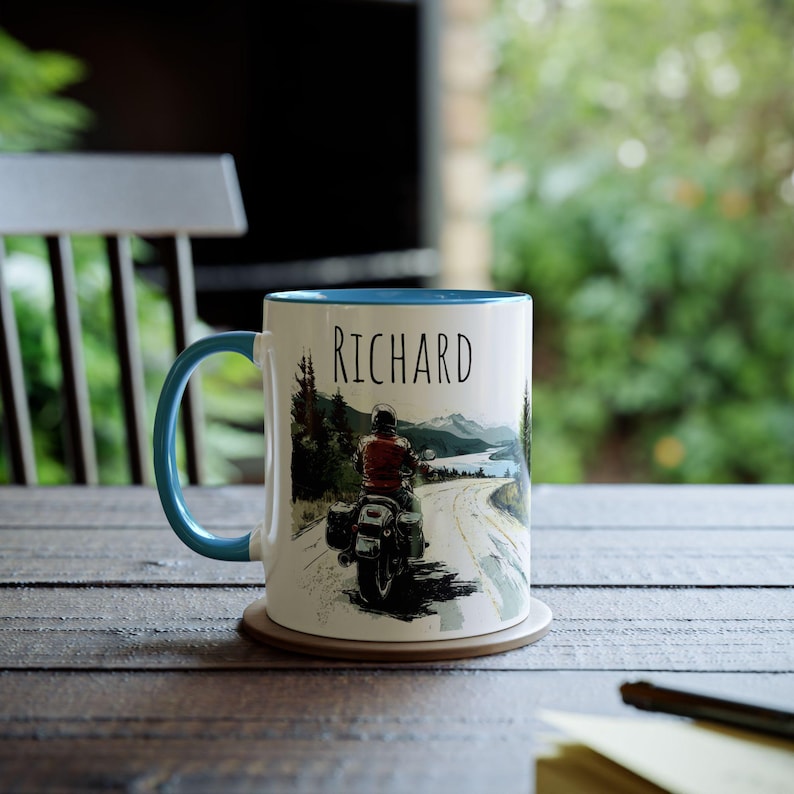 Personalized Motorcycle Biker Mug, 11oz Ceramic Motorcycle Coffee Mug ...