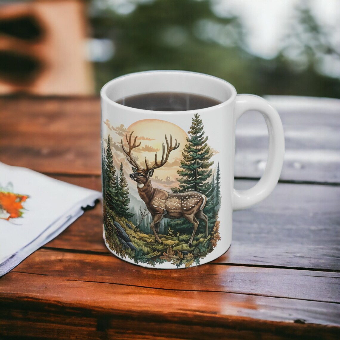 Deer Mug, Woodland Stag Coffee Mug, Rustic Cabin Decor, Wildlife ...
