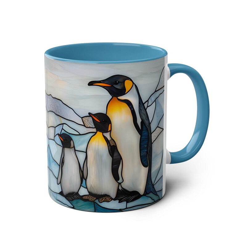 Ceramic Penguin Family Stained Glass Mug 11oz, Arctic Wildlife Coffee ...