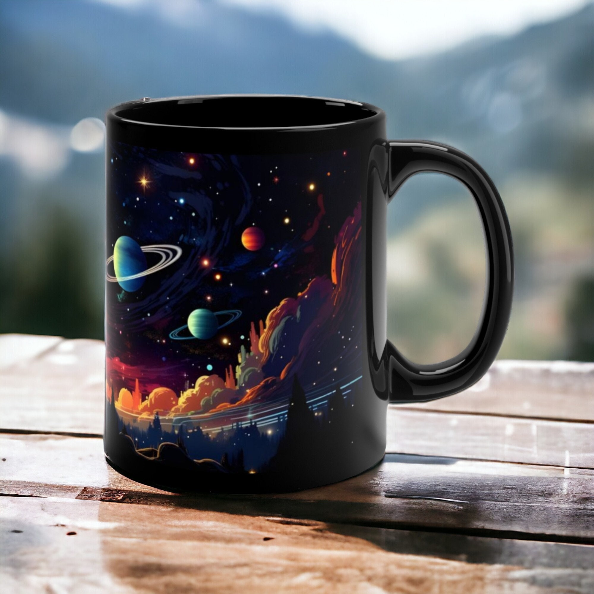 Cosmic Universe Ceramic Mug Galaxy Stars Planets Coffee Cup Space Lover ...