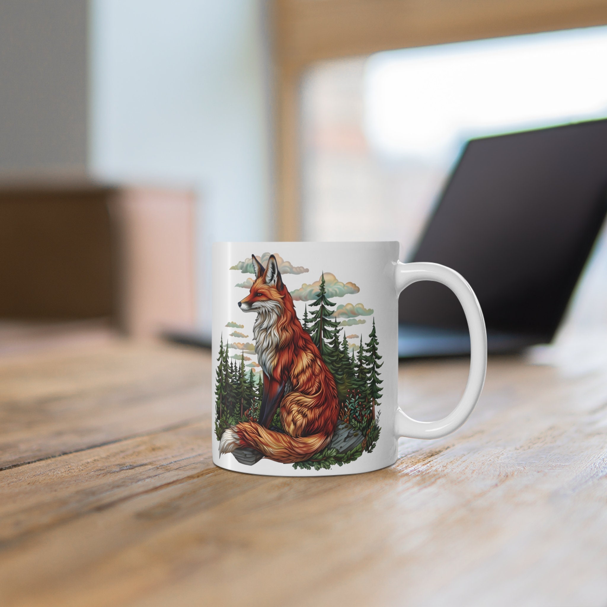 Forest Fox Coffee Mug, 11oz Ceramic Cup With Red Fox Design, Fox Mug ...
