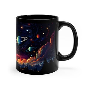 Cosmic Universe Ceramic Mug | Galaxy Stars Planets Coffee Cup | Space ...