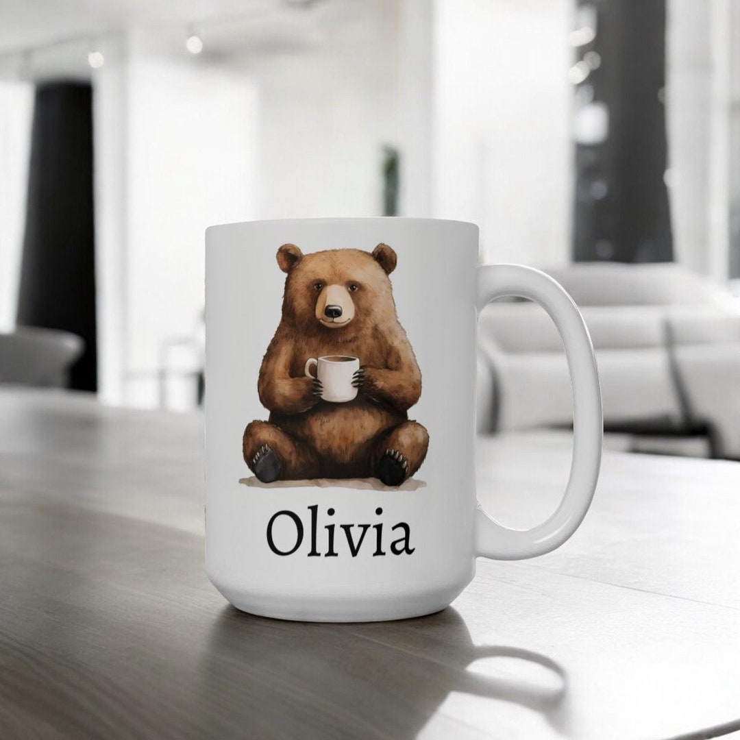 Personalized Bear Mug, Ceramic Brown Bear Coffee Mug 11oz 15oz, Custom ...