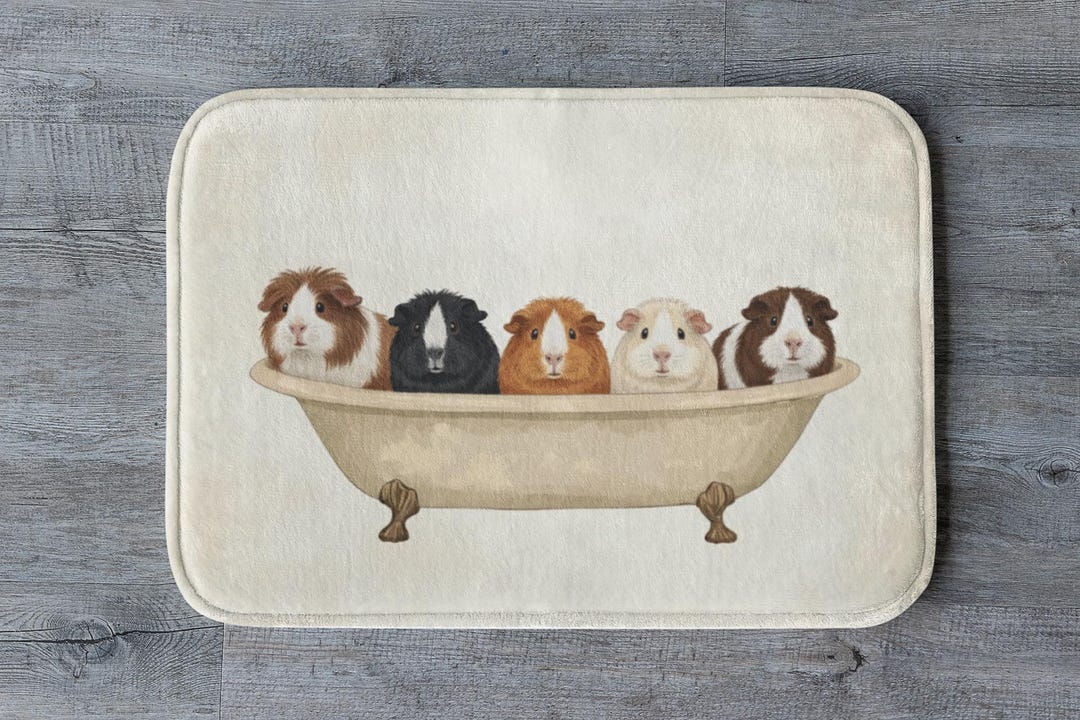Guinea Pig Bath Mat, Cute Pet Bathroom Rug, Adorable Animal Decor for ...