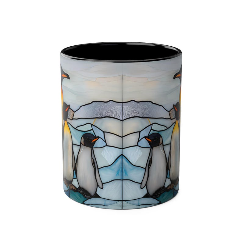 Ceramic Penguin Family Stained Glass Mug 11oz, Arctic Wildlife Coffee ...