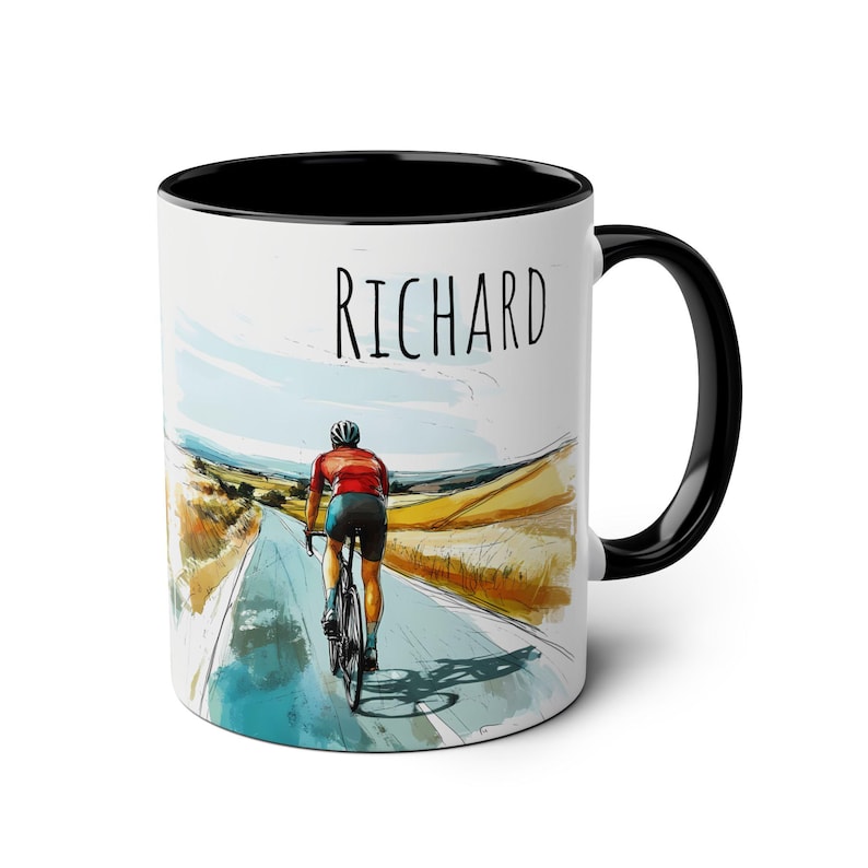 Personalized Cyclist Mug, Custom Name Cycling Coffee Mug Ceramic 11oz ...