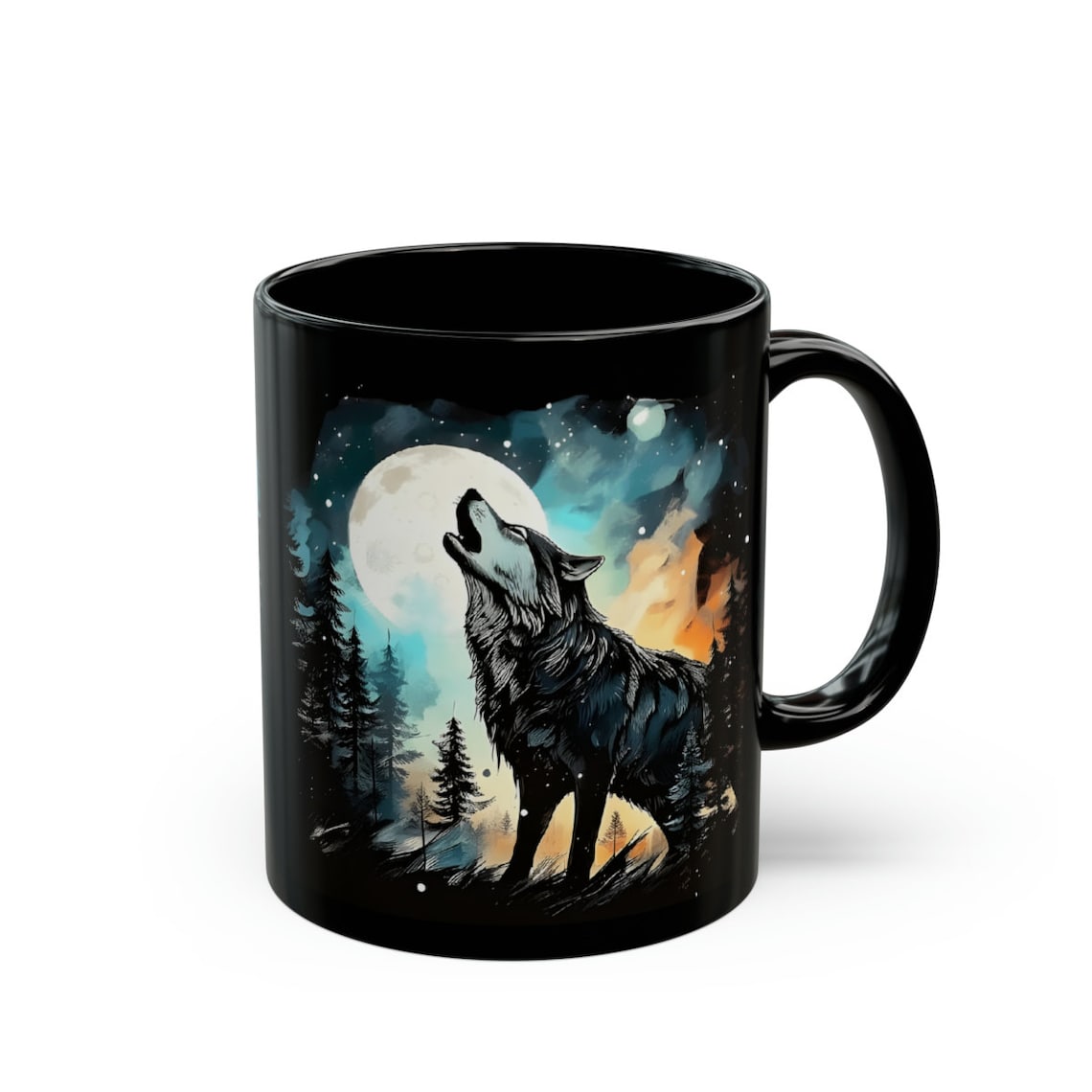 Howling Wolf Coffee Mug - Howling Wolf Mug, Wolf Coffee Cup, Wolf Cup ...