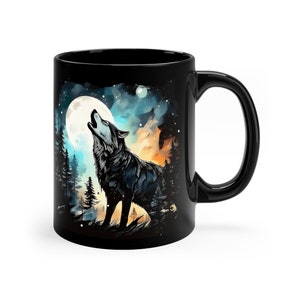 Howling Wolf Coffee Mug - Howling Wolf Mug, Wolf Coffee Cup, Wolf Cup ...