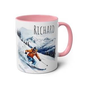 Custom Skiing Mug, 11oz Ceramic Ski Mug With Name, Personalized Winter ...
