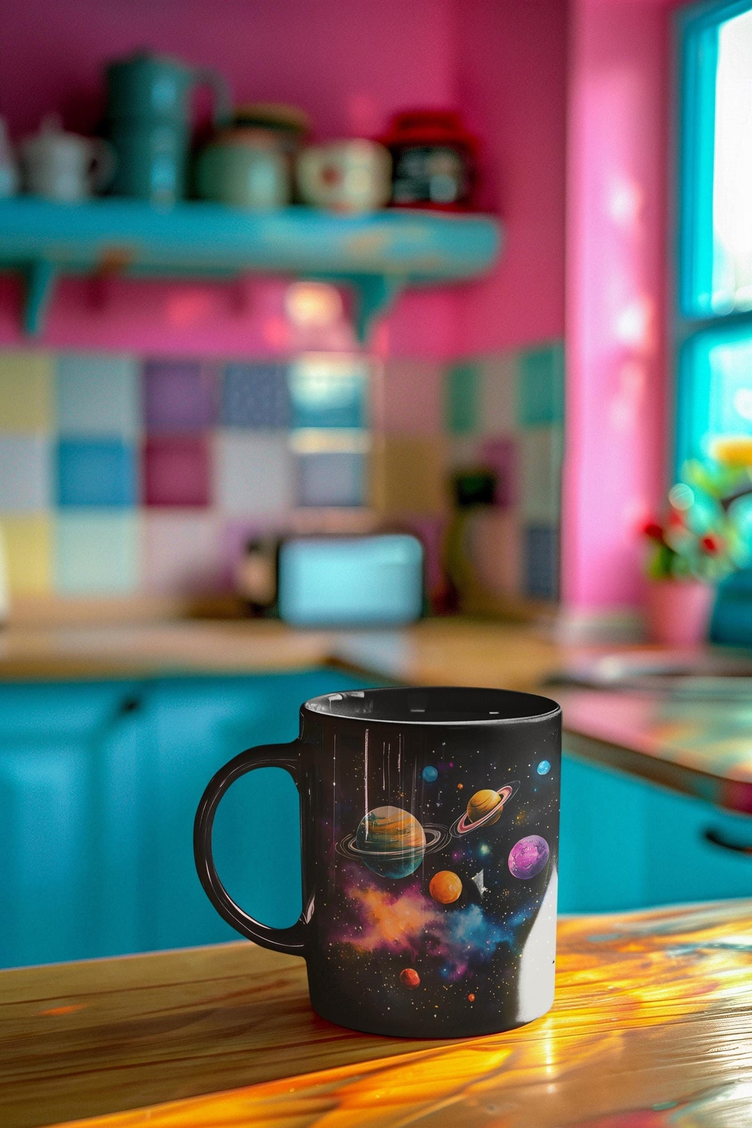 Galaxy Mug Black, Ceramic Space Themed Coffee Cup 11oz, Watercolor ...