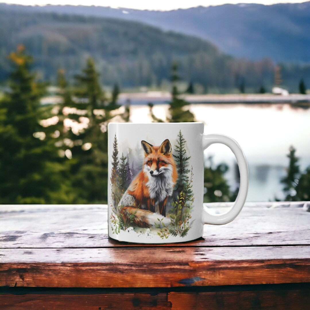 Ceramic Fox Mug, 11oz Coffee Cup With Red Fox Design, Fox Mug, Red Fox ...