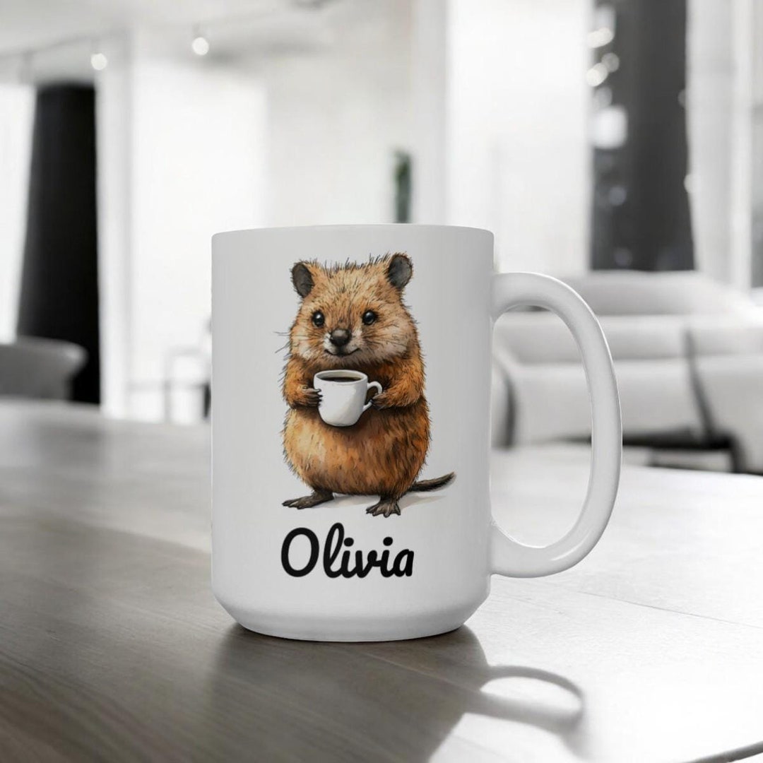 Personalized Quokka Mug 11oz 15oz, Custom Name Tea Cup, Cute Quokka ...
