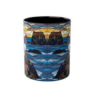 Ocean Puffin Ceramic Mug, Atlantic Puffing Mug, 11oz Stained Glass ...
