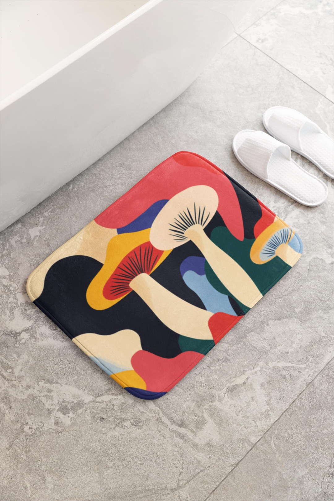 Psychedelic Mushroom Bath Mat, Trippy Bathroom Decor, Funky Cottagecore ...
