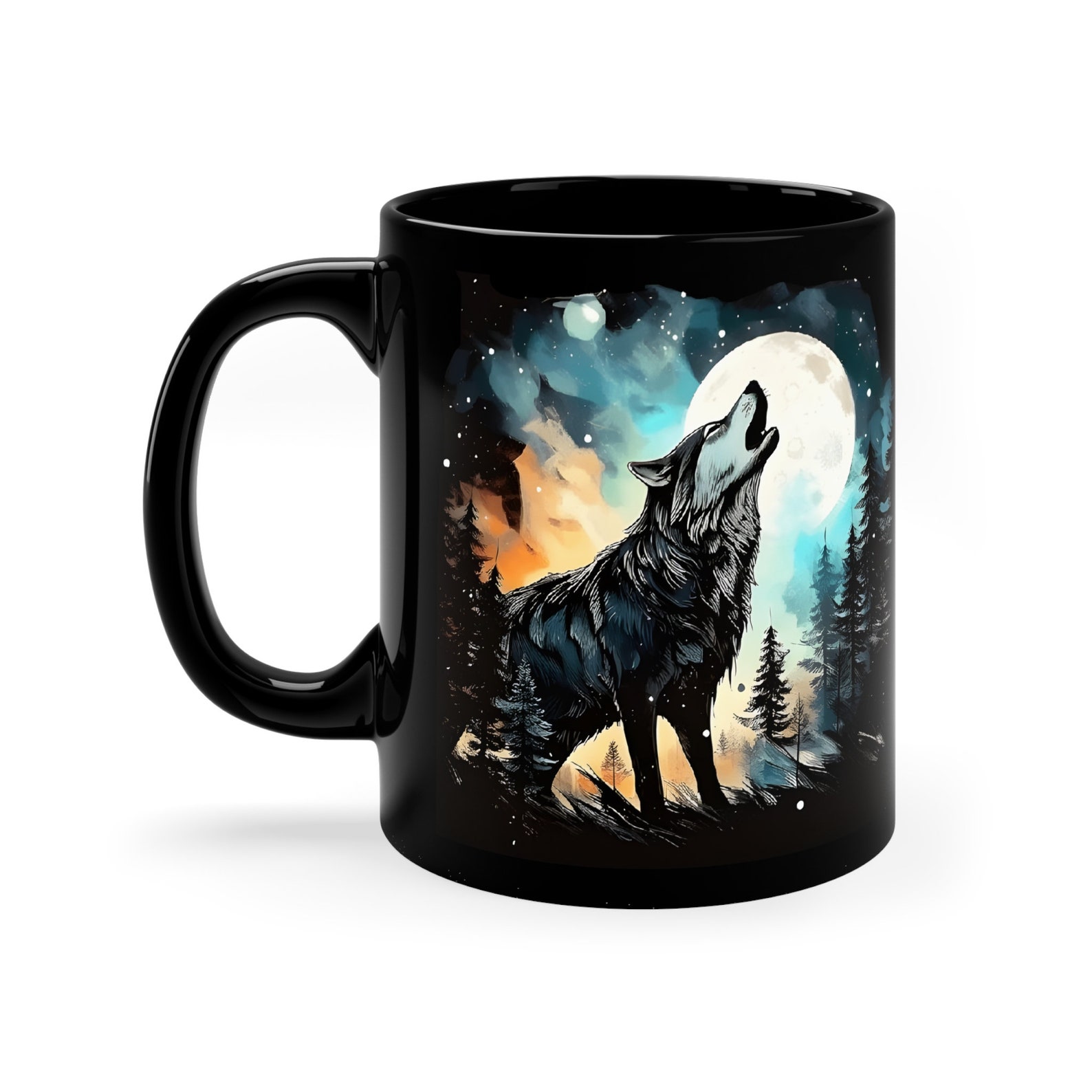Howling Wolf Coffee Mug - Howling Wolf Mug, Wolf Coffee Cup, Wolf Cup ...