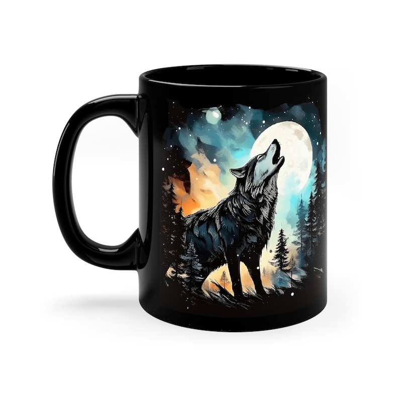 Howling Wolf Coffee Mug - Howling Wolf Mug, Wolf Coffee Cup, Wolf Cup ...