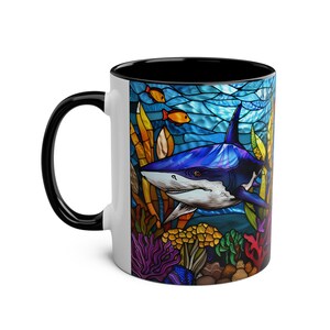 Shark Mug, Ceramic Shark Coffee Cup 11oz, Stained Glass Shark Themed ...
