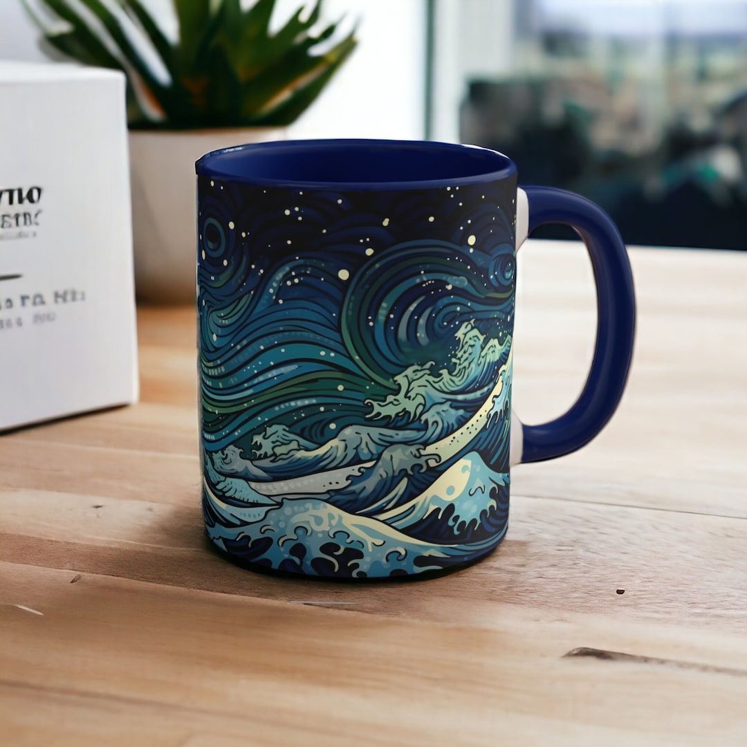 Ocean Wave Mug Ocean Waves Coffee Cup, Seaside 11oz Ceramic Mug ...