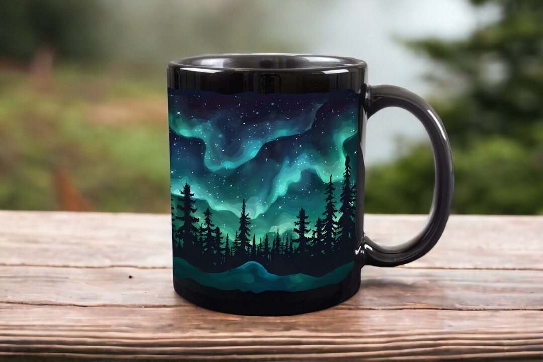 Aurora Borealis Mug, 11oz Ceramic Northern Lights Coffee Mug, Aurora ...