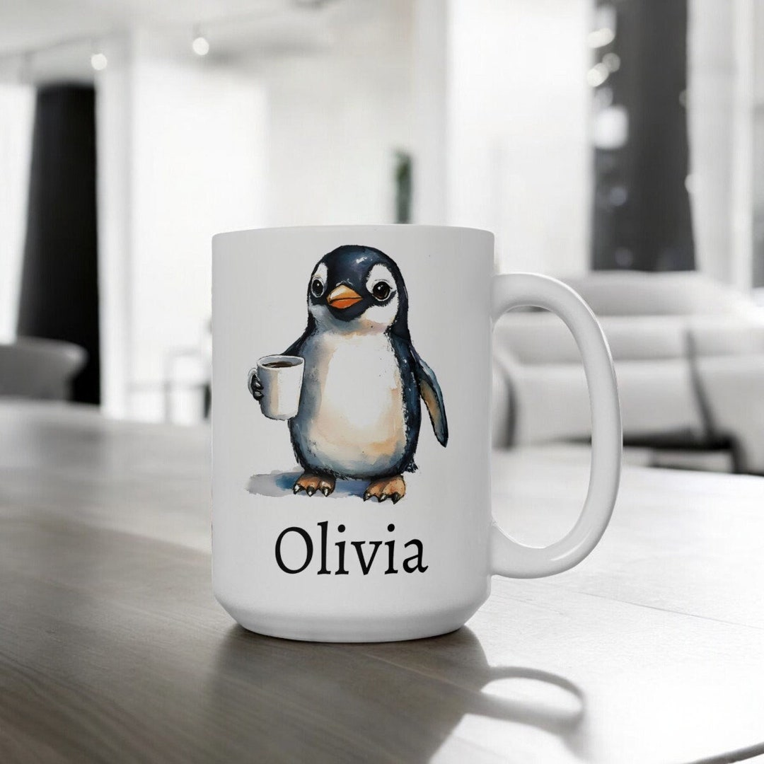 Personalized Penguin Mug, Ceramic Penguin Coffee Mug 11oz 15oz, Custom ...