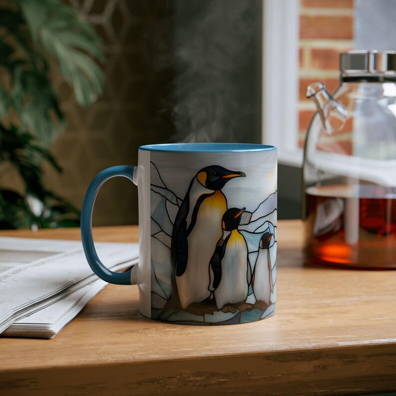 Ceramic Penguin Family Stained Glass Mug 11oz, Arctic Wildlife Coffee ...