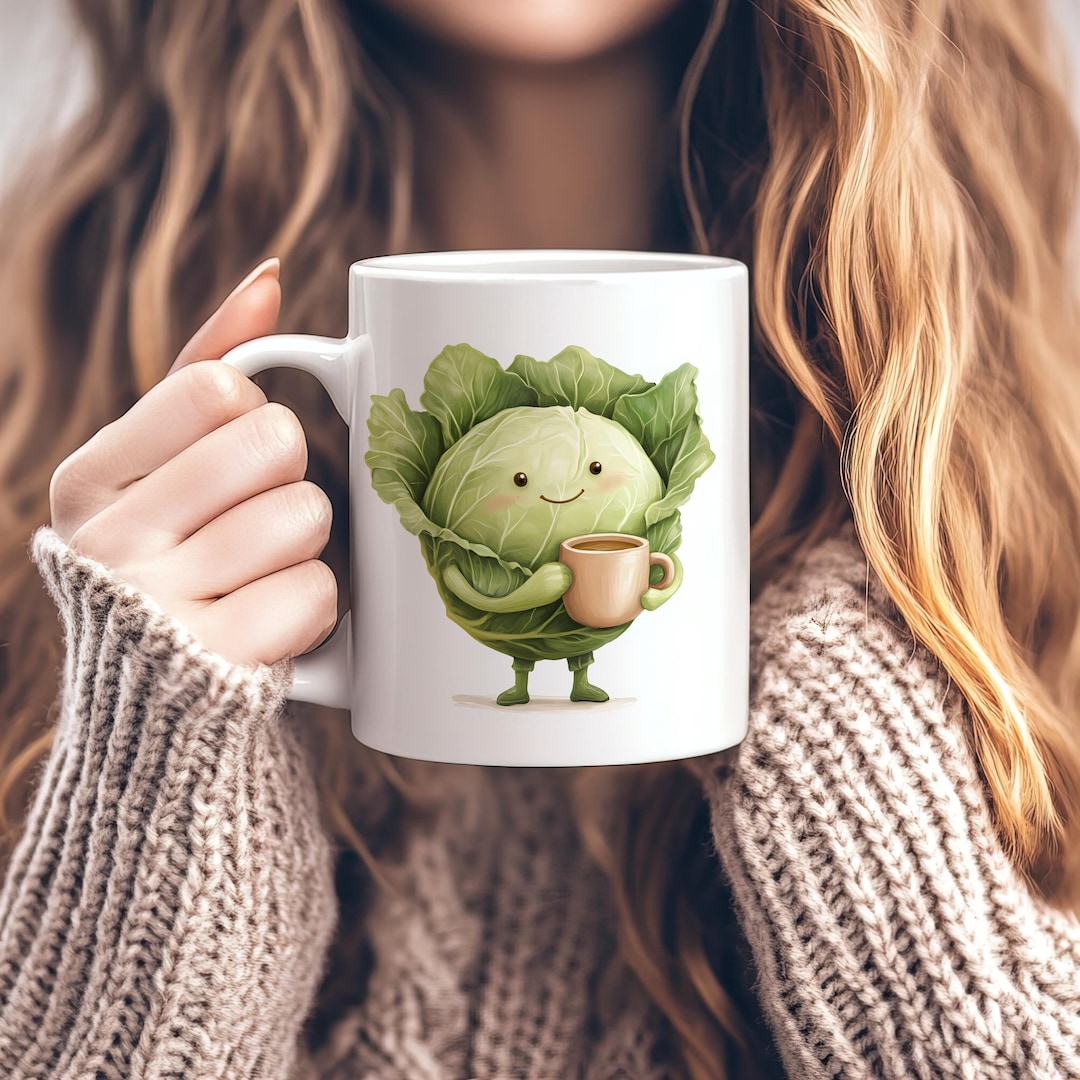Cute Cabbage Mug, Adorable 11oz Cartoon Cabbage Ceramic Coffee Cup ...