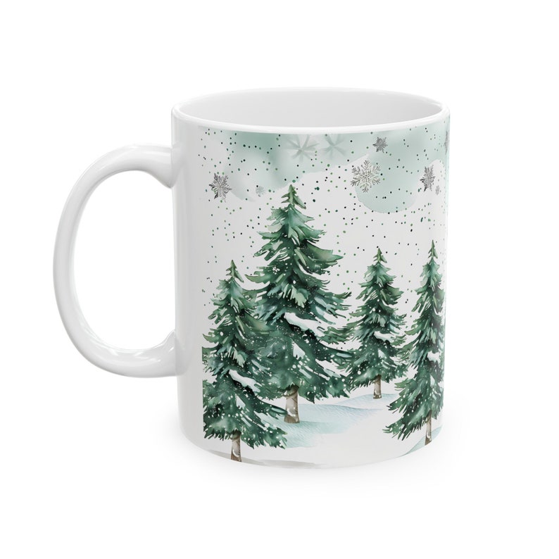 Snowy Pine Tree Winter Scene Mug, 11oz 15oz Winter Themed Forest Coffee ...