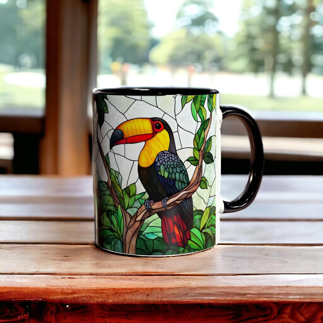 Stained Glass Toucan Mug, Tropical Bird Coffee Mug, Bird Lover Gift ...