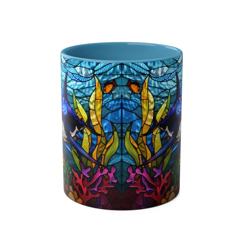 Shark Mug, Ceramic Shark Coffee Cup 11oz, Stained Glass Shark Themed ...
