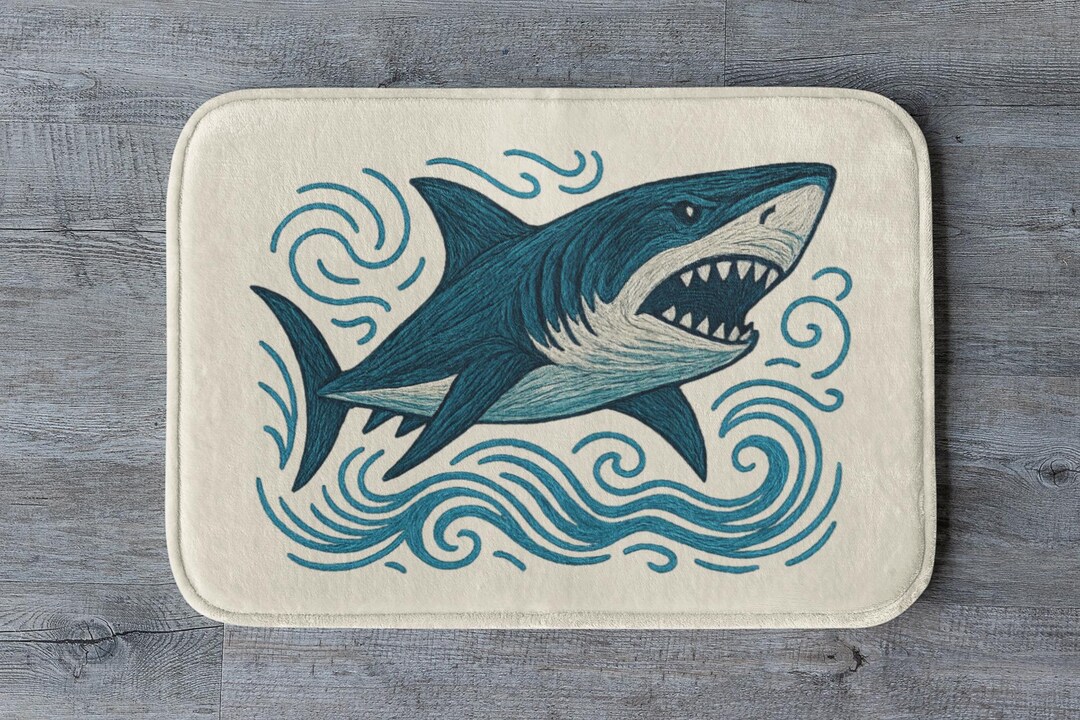 Shark Bath Mat, Ocean Theme Bathroom Decor, Cool Shark Rug for Kids ...
