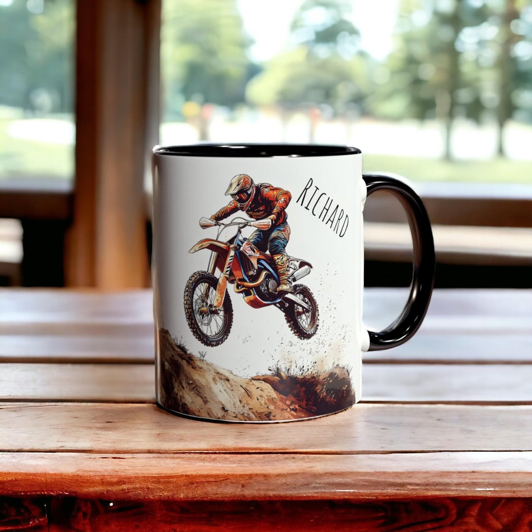 Custom Motocross Mug, Personalized Dirt Bike Coffee Cup Ceramic 11oz ...